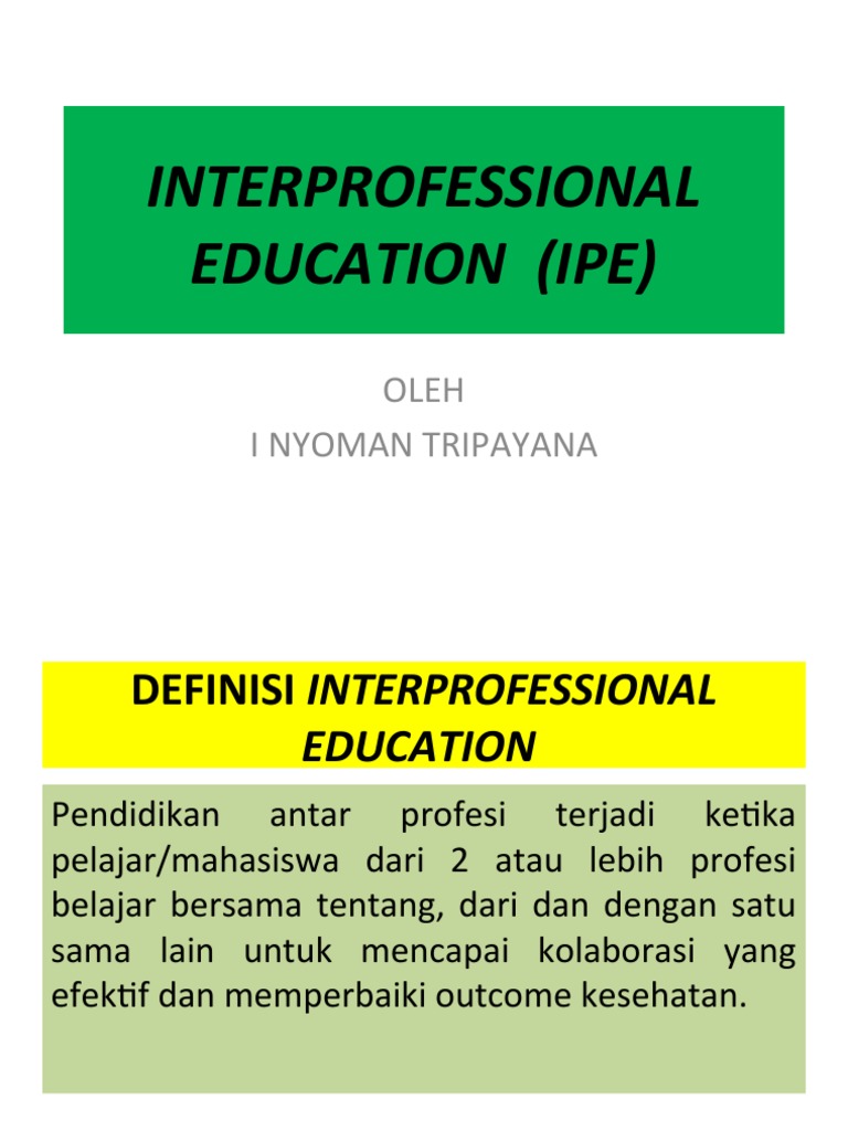 Interprofessional Education (Ipe) | PDF