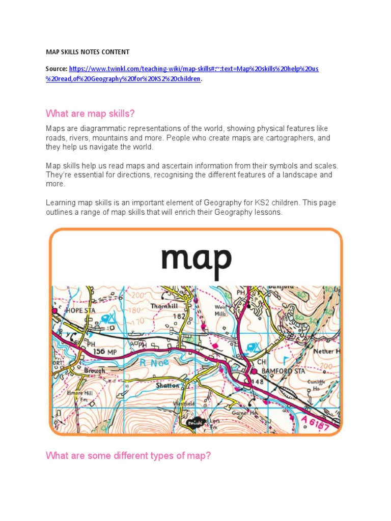 Map Skills Notes Content | PDF | Map | Measurement