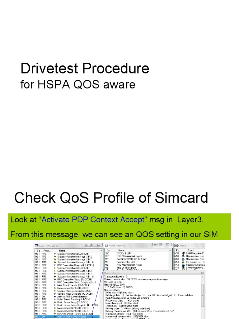Drivetest Procedure: For HSPA QOS Aware | PDF | Electronics | Bit Rate