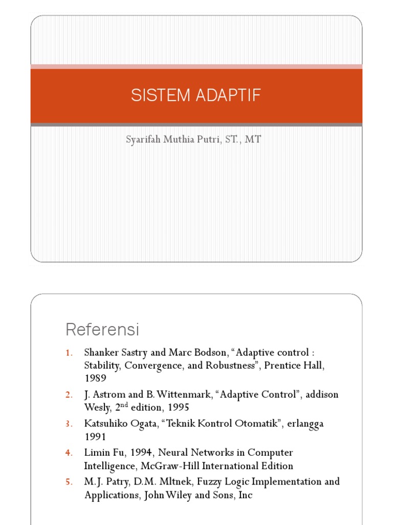 Sistem Adaptif: Syarifah Muthia Putri, ST., MT | PDF | Sains ...
