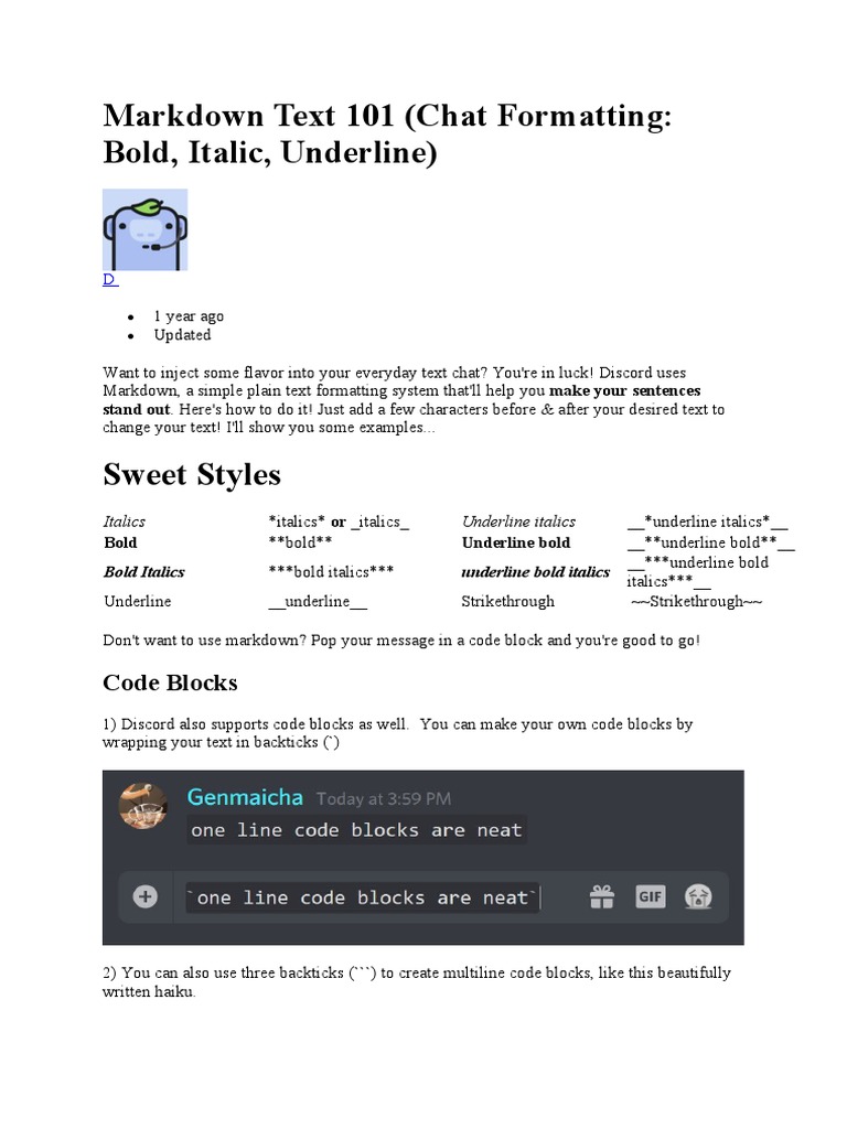 Markdown Text 101 Discord Formatting | PDF | System Software | Software Engineering