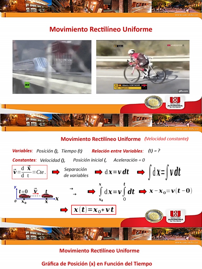 Movimiento Rectilíneo Uniforme (MRU) y MRUA | PDF | Aceleración | Geometría