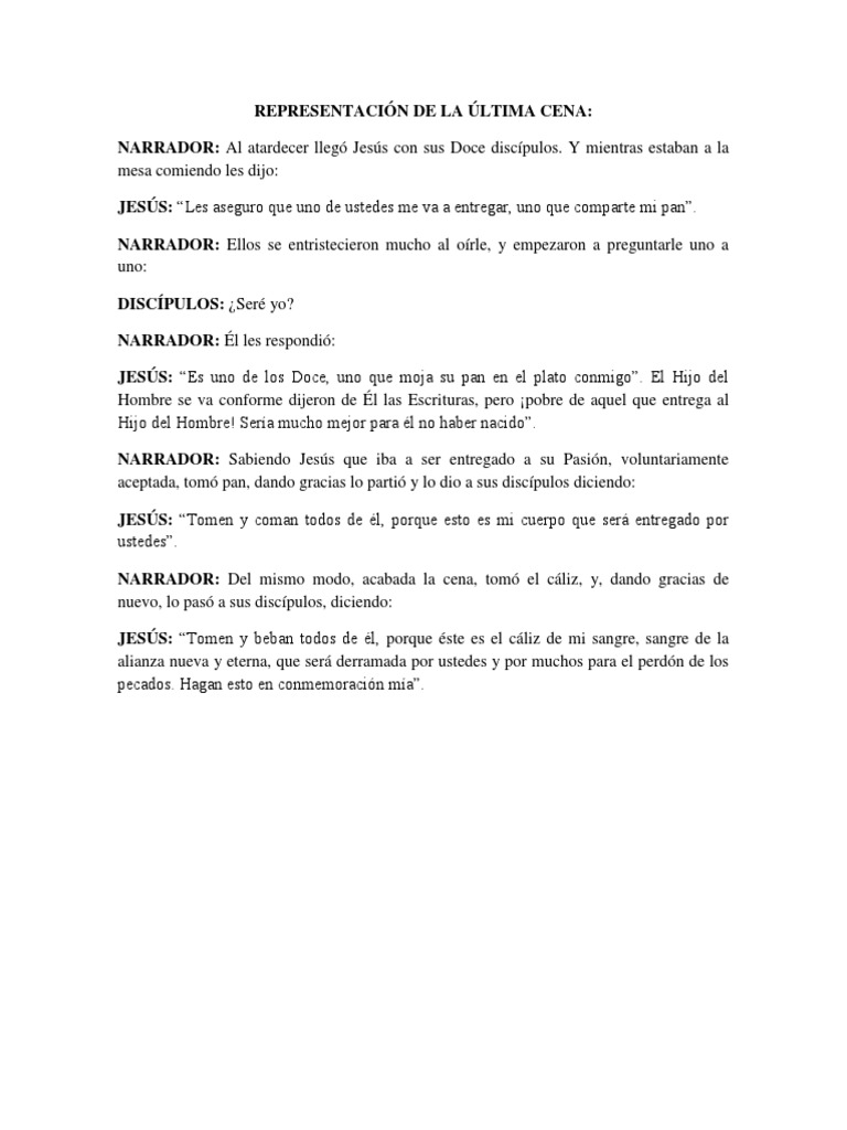 La Última Cena: Palabras de Jesús | PDF