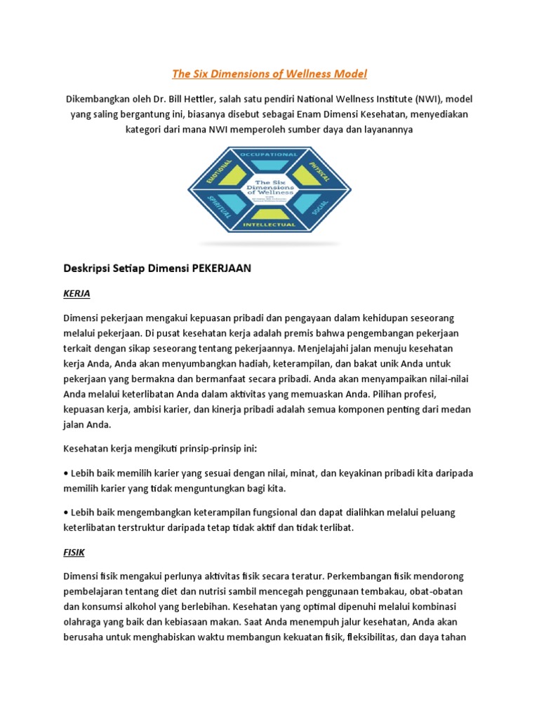 The Six Dimensions of Wellness Model | PDF