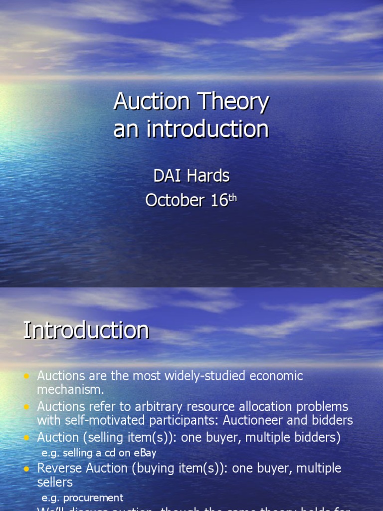 Introduction to Auction Theory | PDF | Auction | Auction Theory