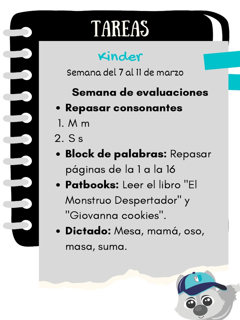 Kinder TAREAS | PDF