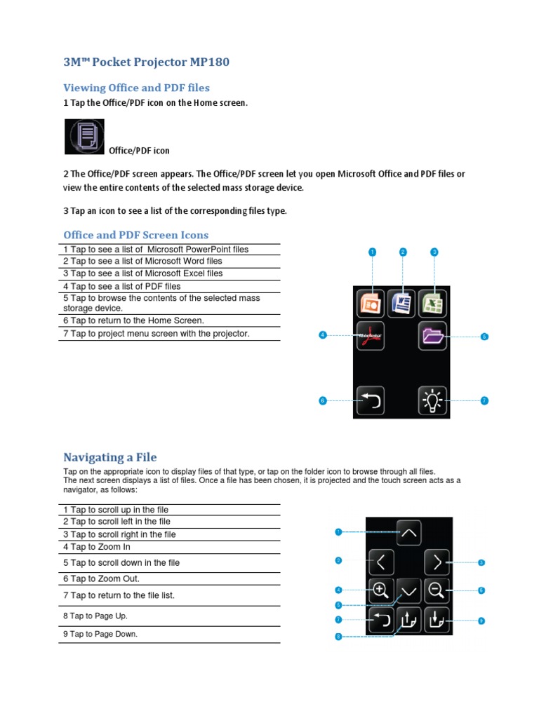 3M™ Pocket Projector MP180: Viewing Office and PDF Files | PDF | I Pod | Computer File