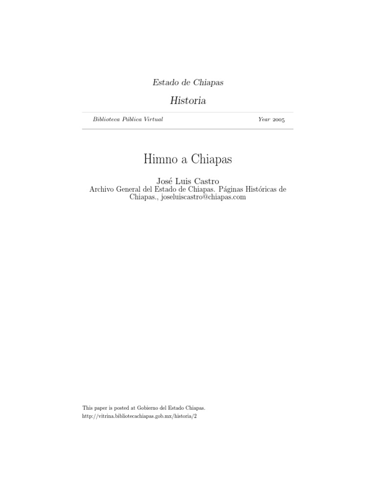Himno a Chiapas: Letra y Autor | PDF | Chiapas