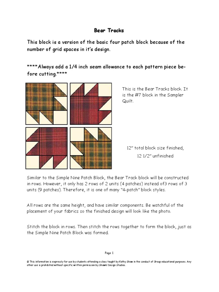 Bear Tracks | PDF | Quilt | Quilting