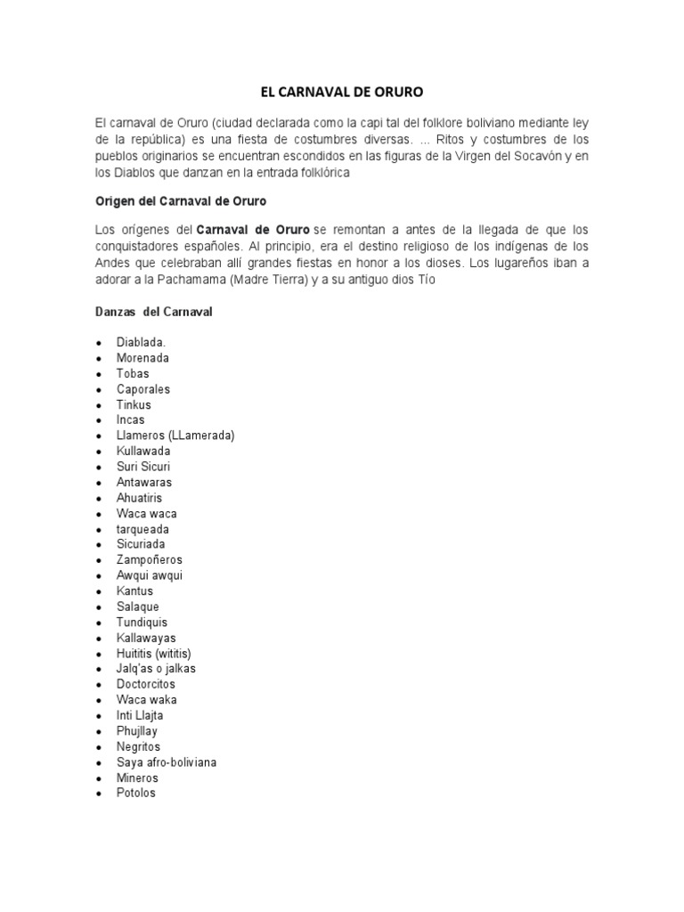 El Carnaval de Oruro | PDF