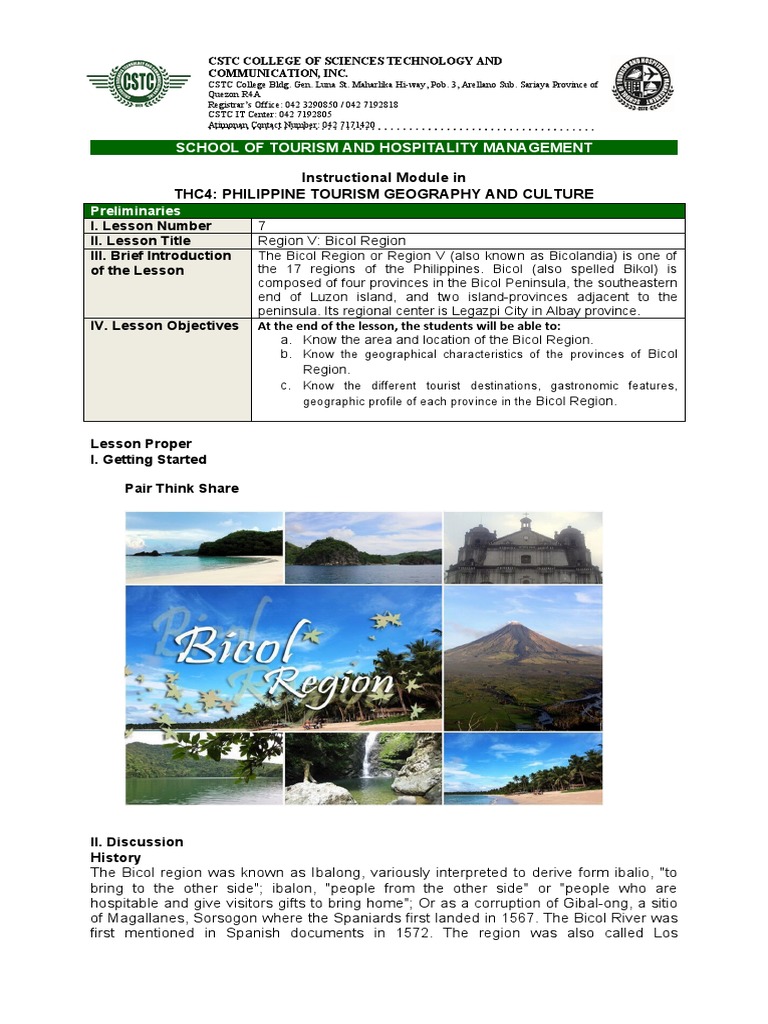 School of Tourism and Hospitality Management: Instructional Module in ...