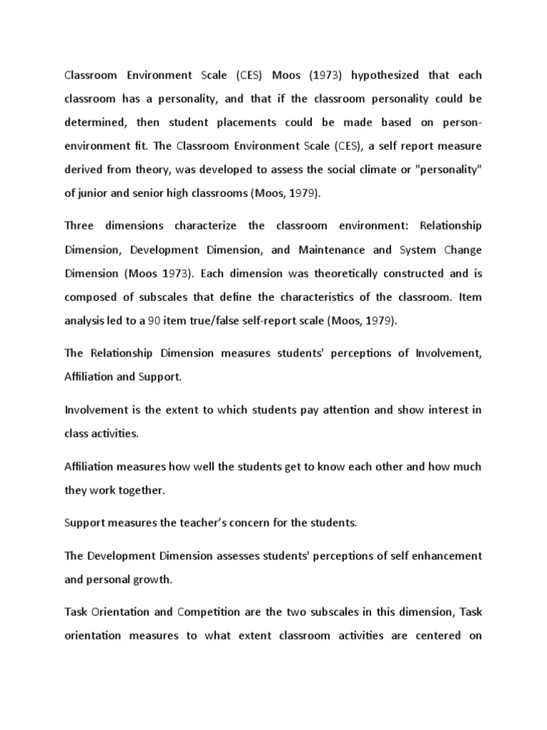 Classroom Environment Scale Manual | Download Free PDF | Teachers ...