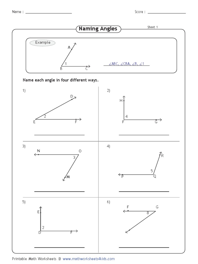 Angles Worksheet | PDF