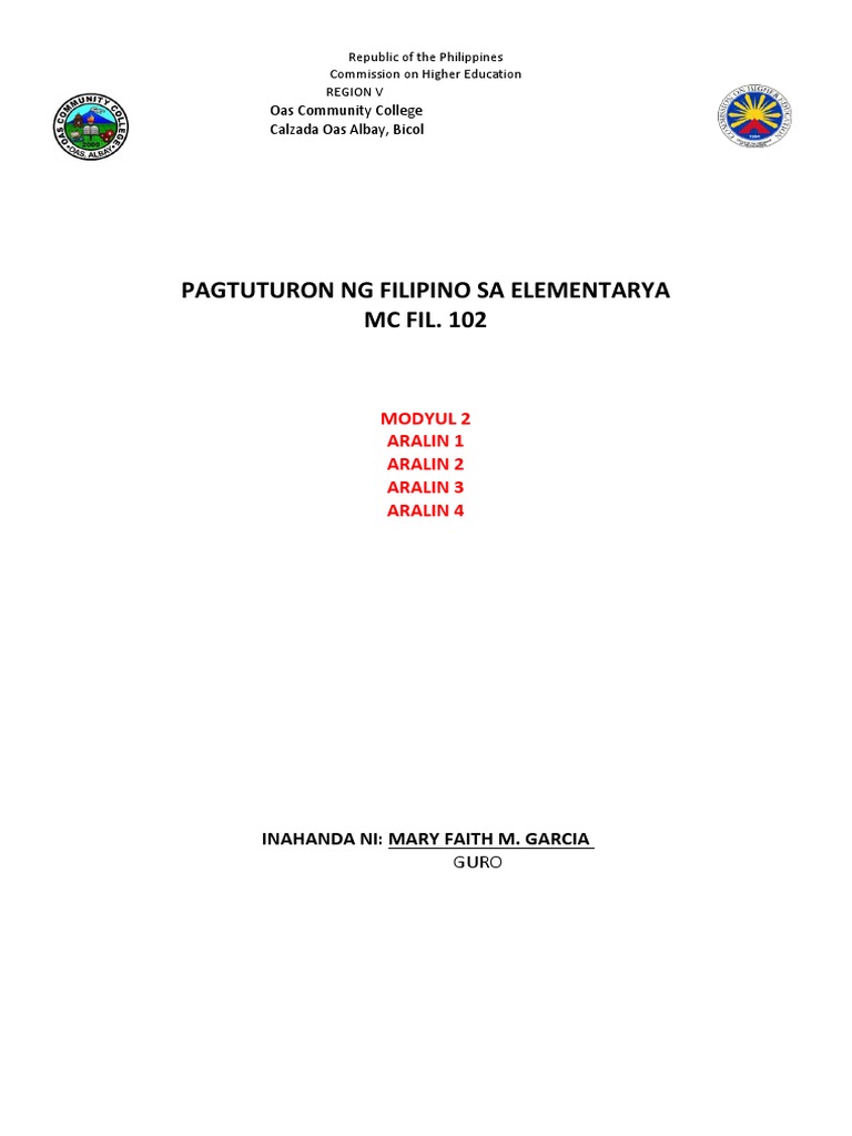 Modyul 2 MC Fil 102 Mary Faith M. Garcia | PDF