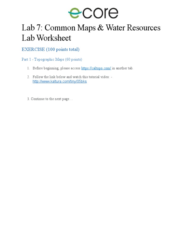 Lab 7 - Common Maps & Water Resources - Nov21revision | PDF | Water ...