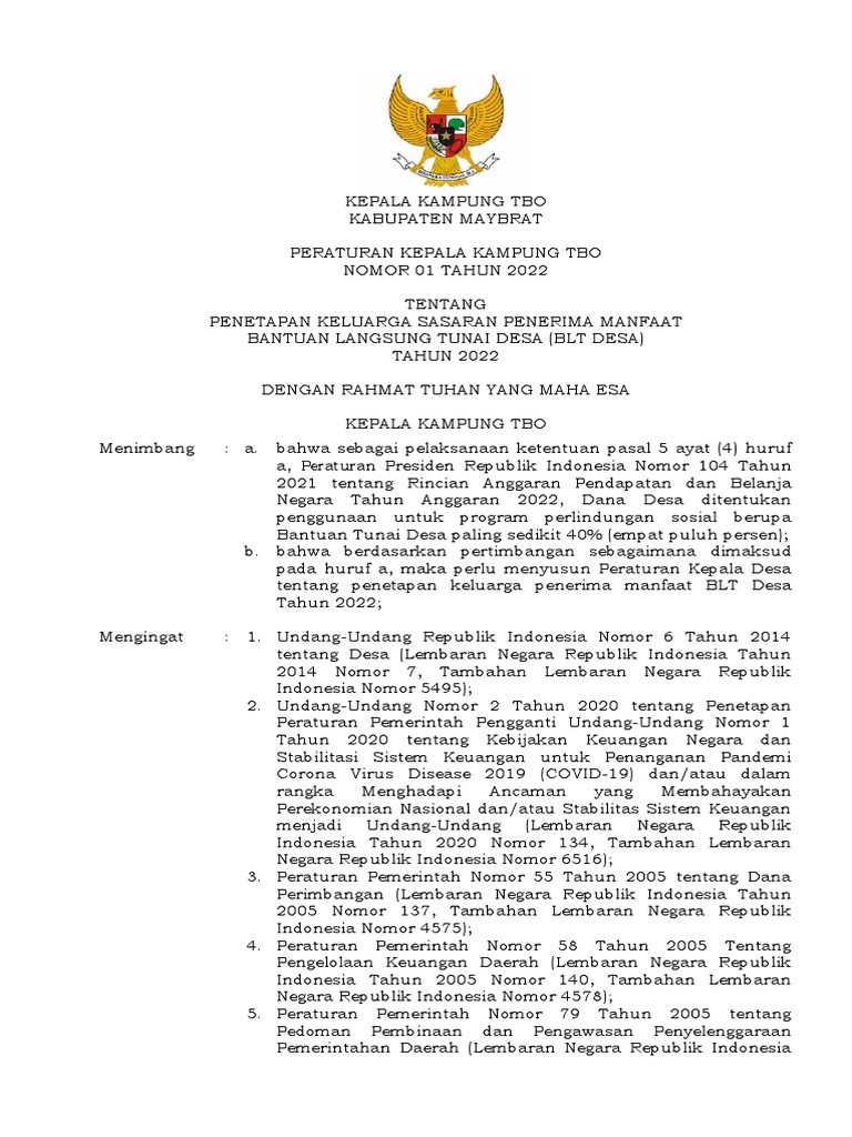 Master Perkam Tentang BLT Maybrat 2022 Tbo | PDF