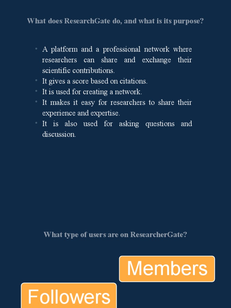 What Does Researchgate Do, and What Is Its Purpose? | PDF