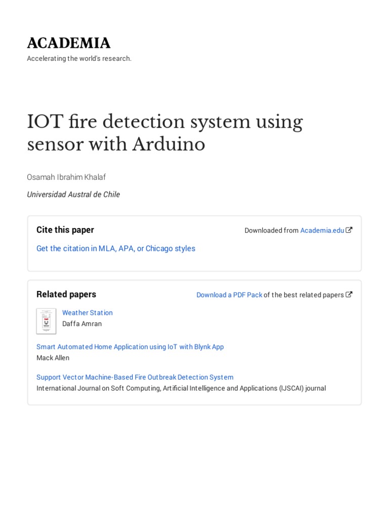 IOT Fire Detection System Using Sensor With Arduino: Cite This Paper ...