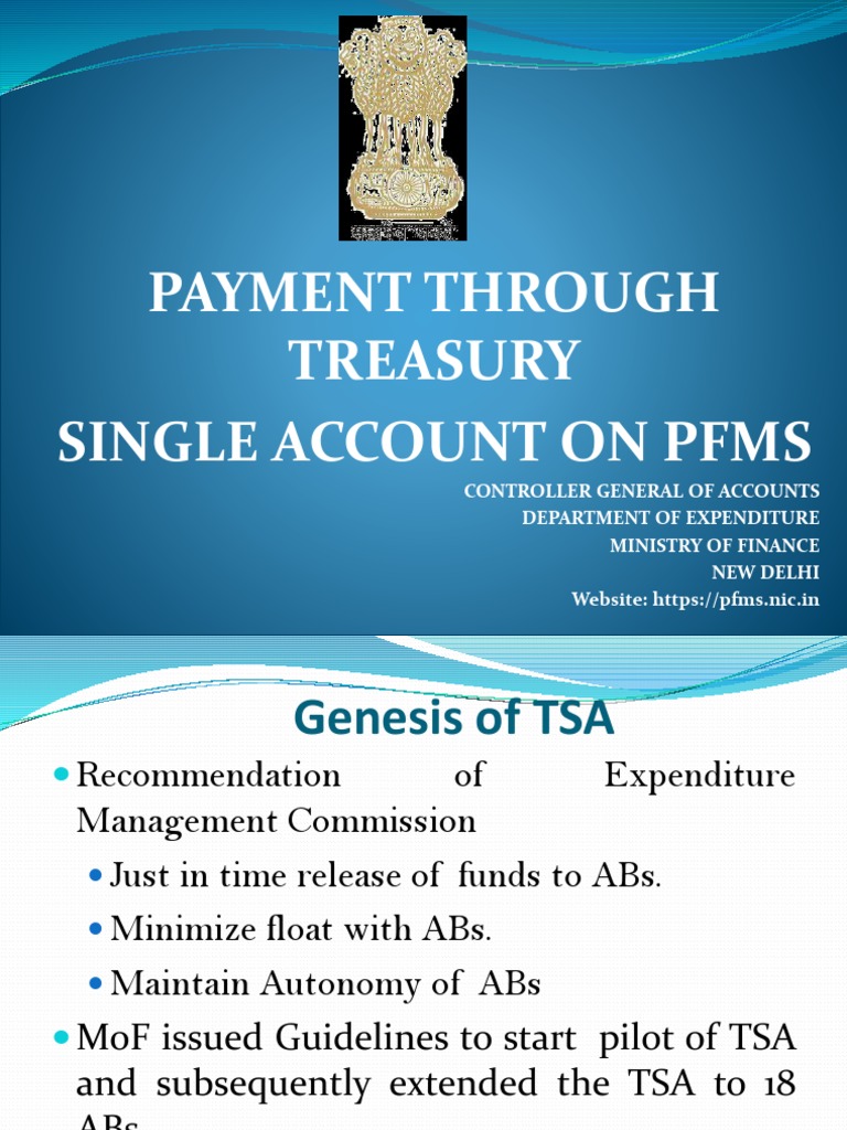 Payment Through Treasury Single Account On Pfms | PDF | Reserve Bank Of ...