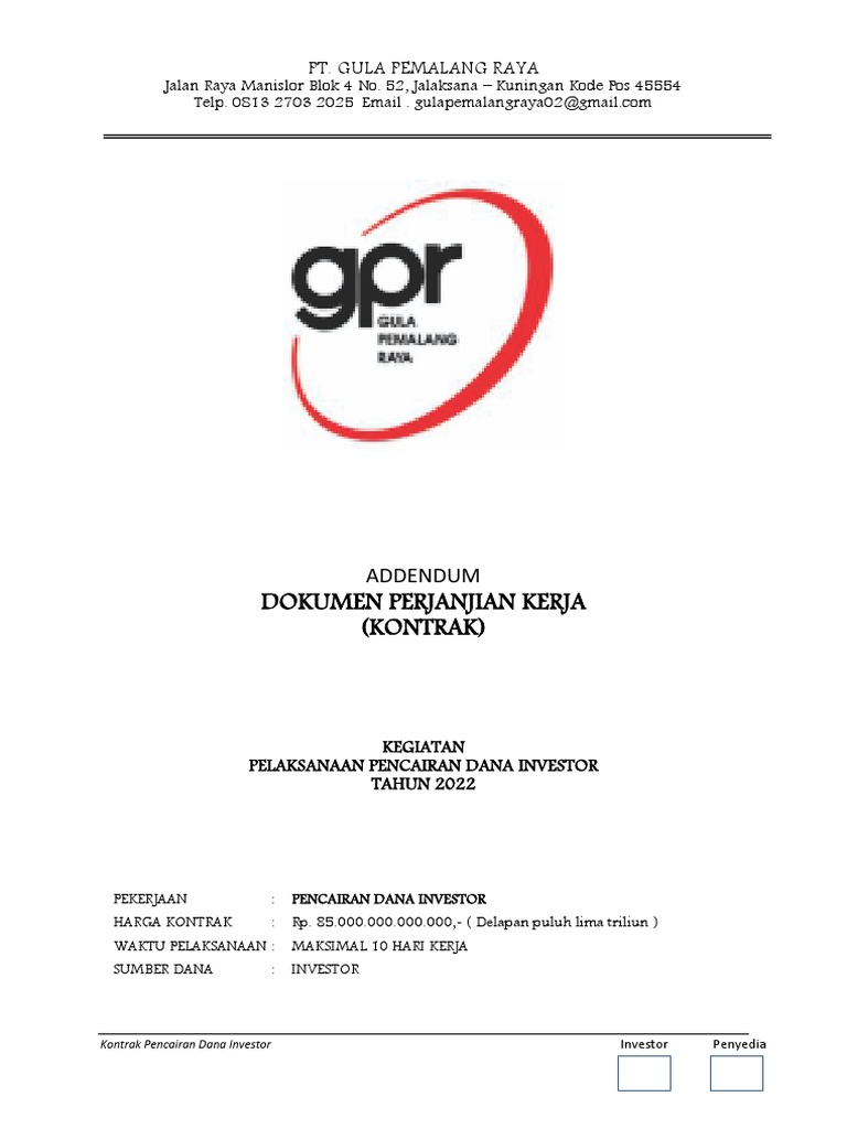 Addendum Kontrak 85 | PDF