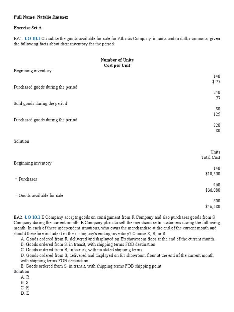 Chapter 10 Exercise Set Pdf