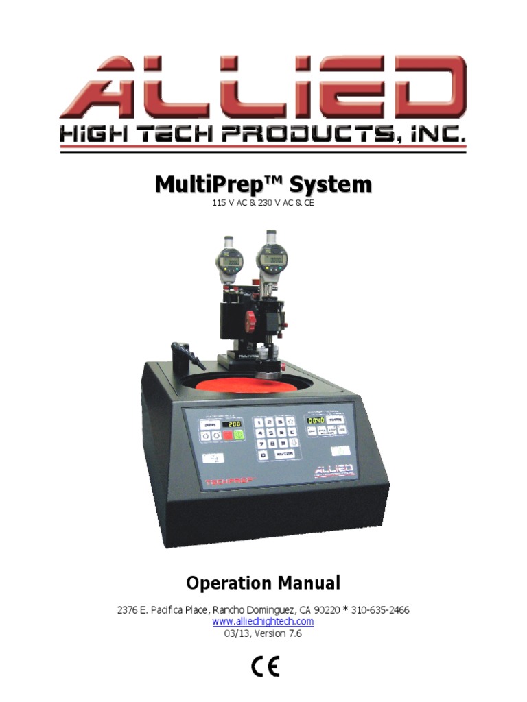 Allied Polisher - Multiprep - Manual | PDF | Manufactured Goods