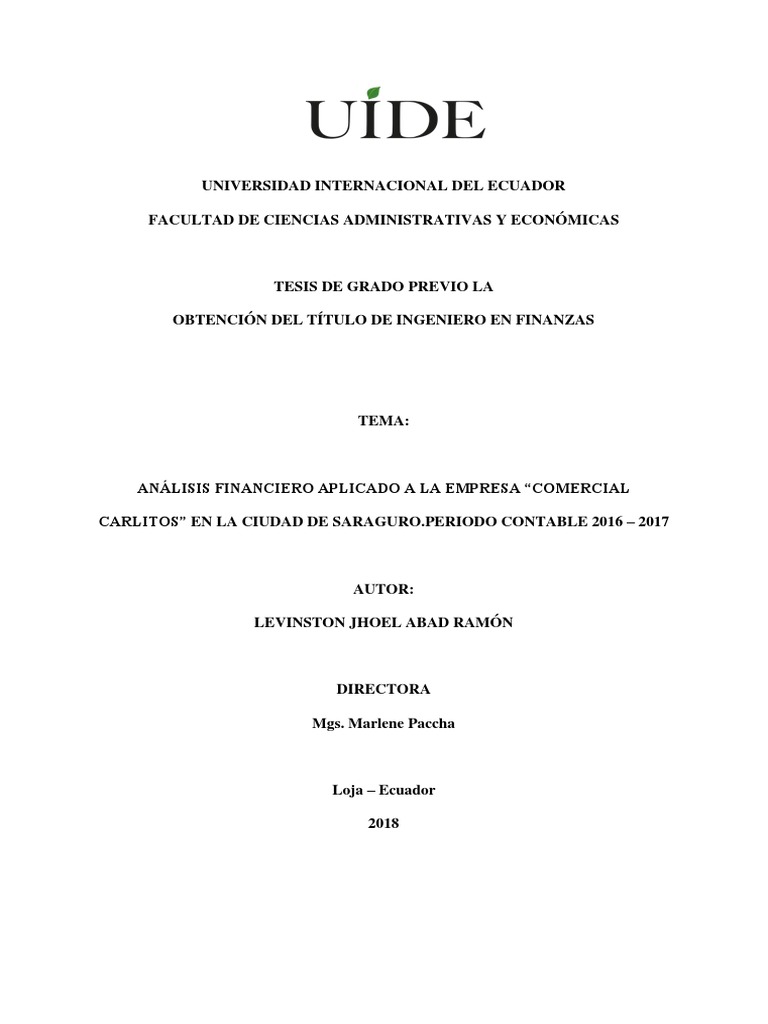 Abad Ramón, 2018 | PDF | Ratio financiero | Rentabilidad sobre recursos ...