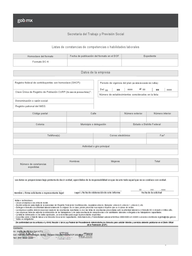 STPS - Formato DC-4 | PDF