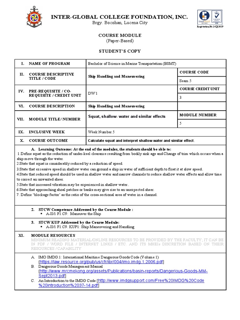 Inter-Global College Foundation, Inc.: Course Module Student'S | PDF ...