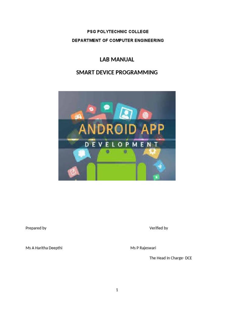 Smart - Device Lab Manual | PDF | Android (Operating System) | Application Software