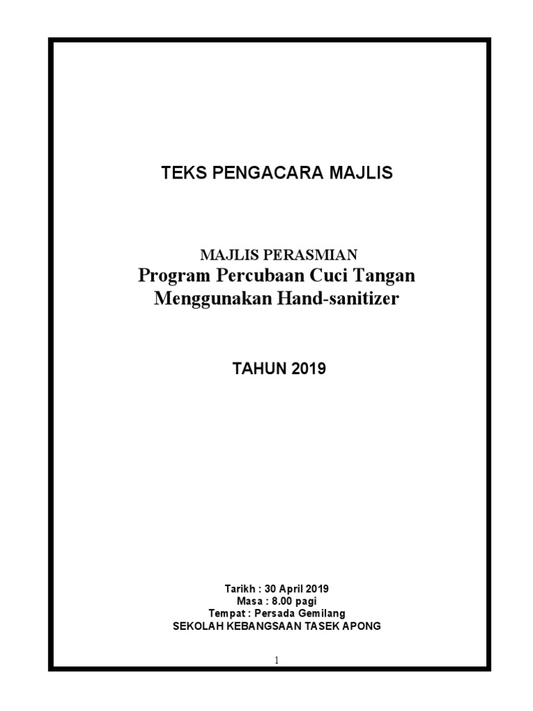 Teks Pengacara Majlis Perasmian Program Milelea | PDF
