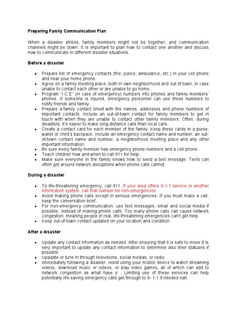 Preparing-Family-Communication-Plan (SCRIPT) | PDF