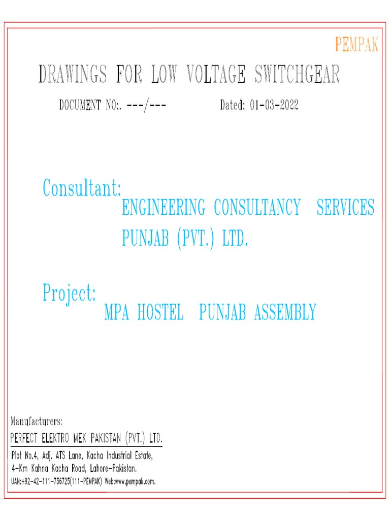 Layout Drawing For Low Voltage Switchgear (01-03-2022) | PDF | Switch ...