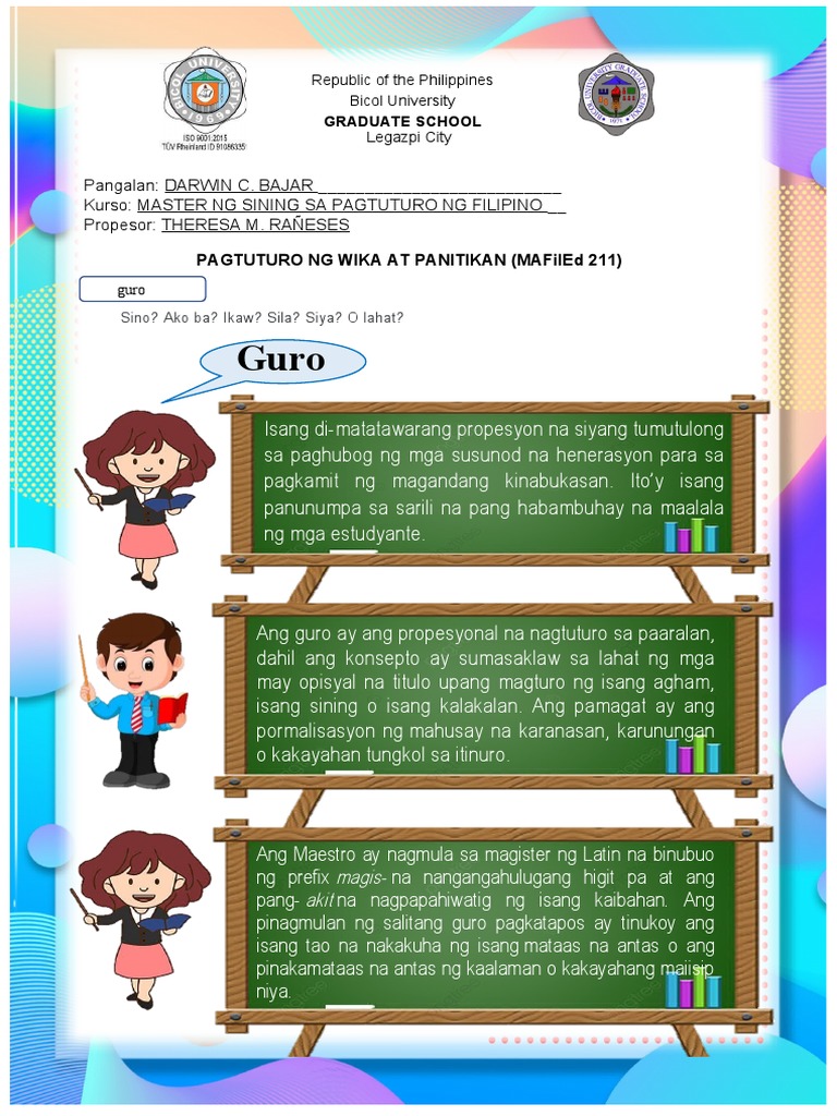 Gawain 3 Pagtuturo Ng Wika At Panitikan Ang Guro Pdf