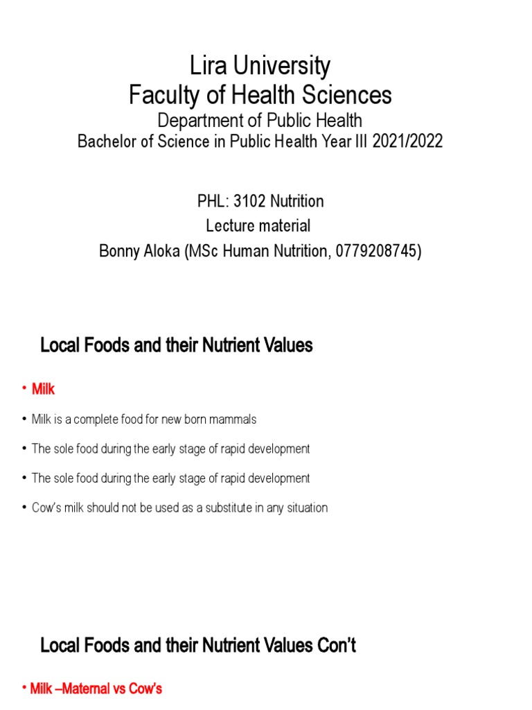 Local Foods and Their Nutrient Values | PDF | Milk | Onion