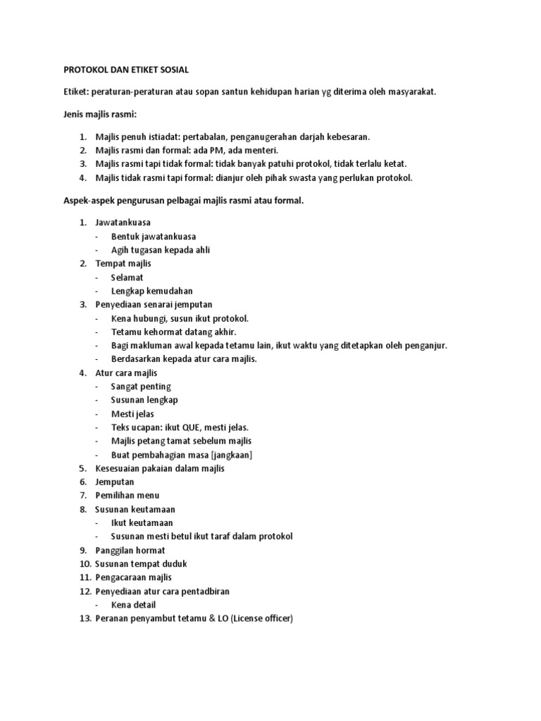 Protokol Dan Etiket Sosial | PDF