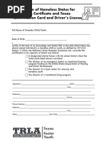 Affidavit of Homeless Status For Fee Exempt Certified Copy of Birth ...