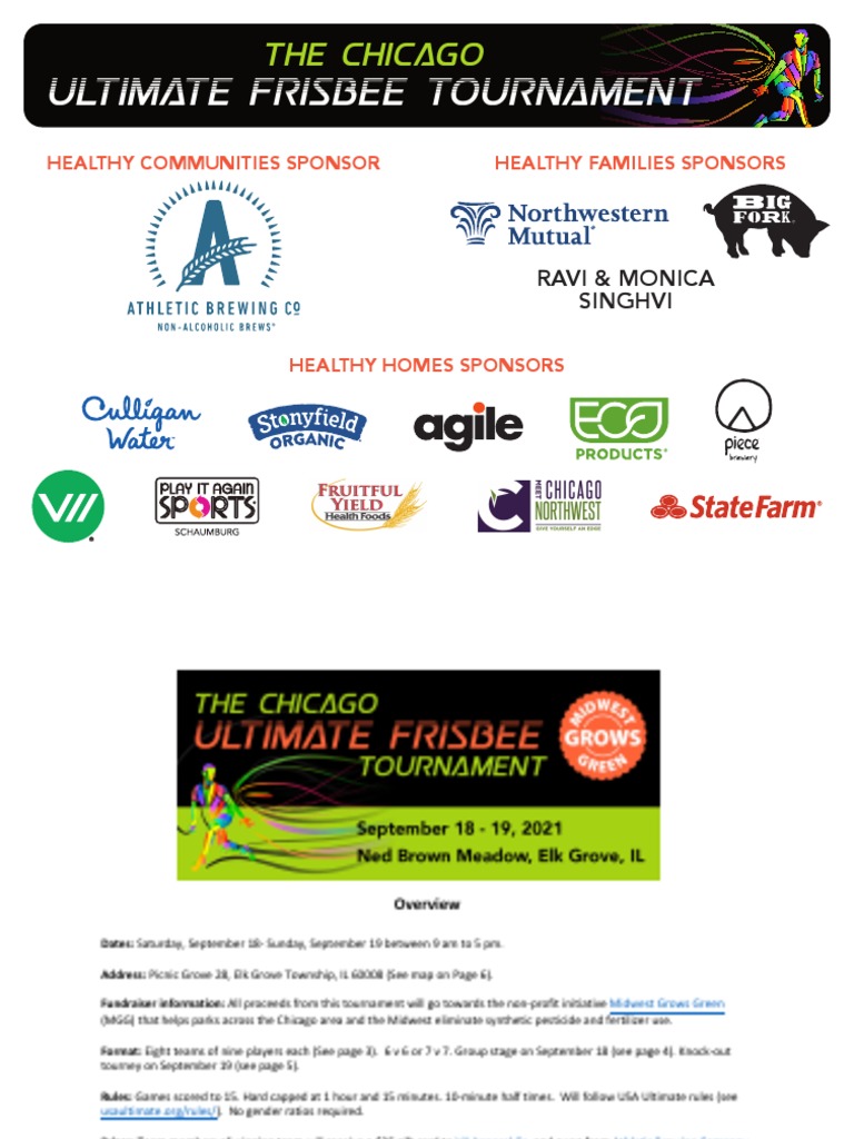 The Chicago Ultimate Frisbee Tournament Informational Program | PDF ...