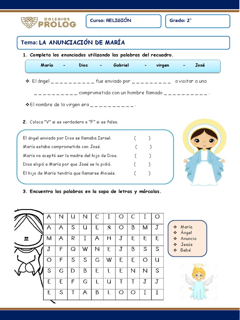 Actividades sobre la Anunciación para Niños | PDF