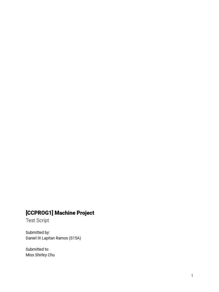 (CCPROG1) Machine Project - Test Script v3.1 | PDF | Computer ...