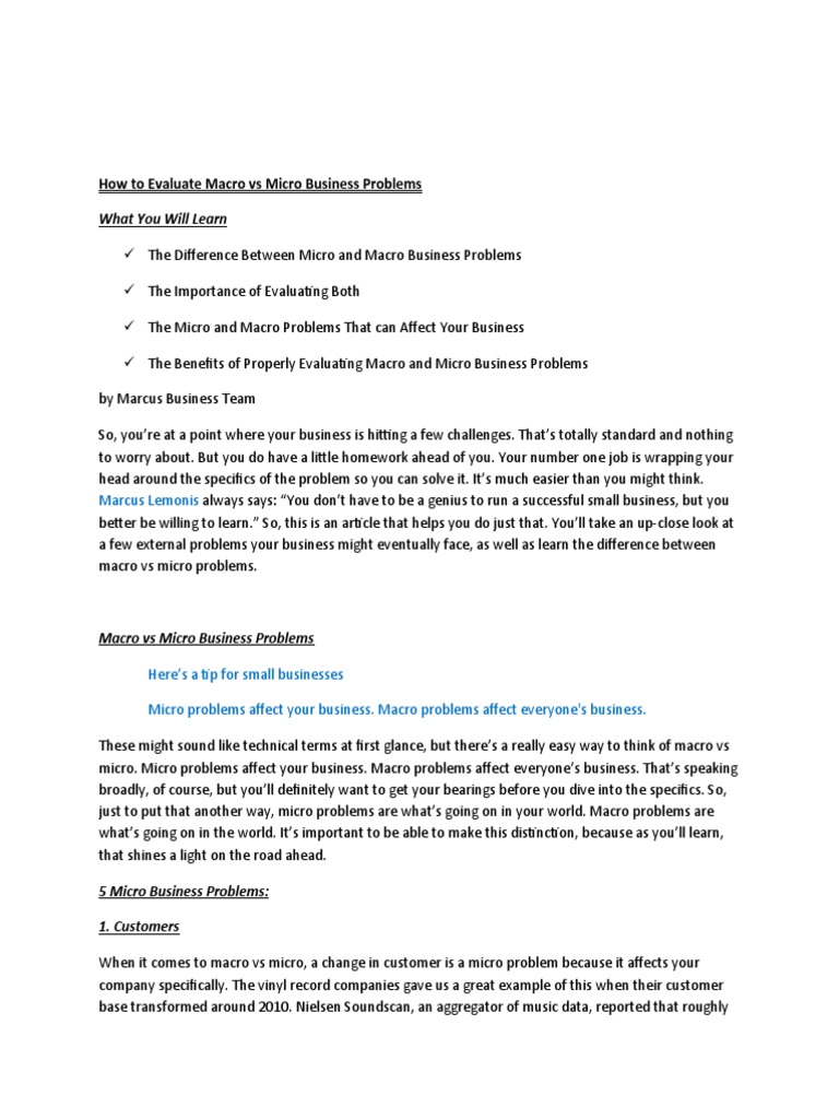 How To Evaluate Macro Vs Micro Business Problems: What You Will Learn ...
