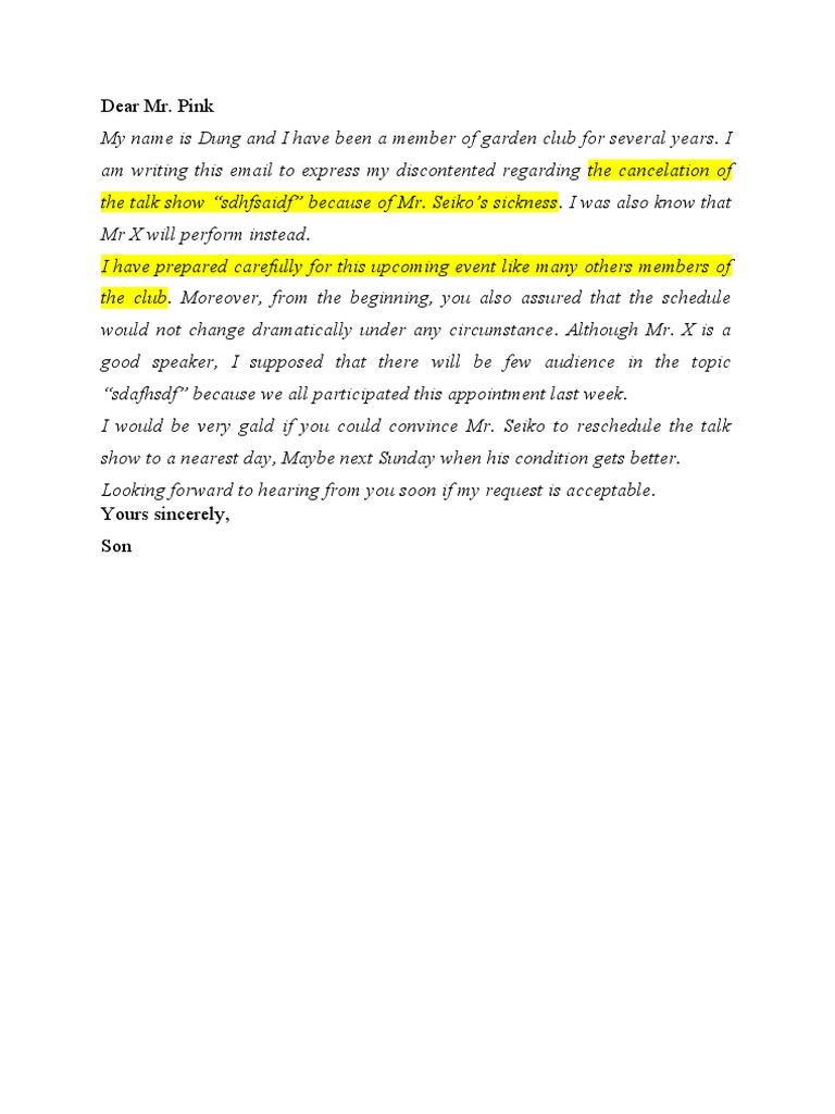 Dear Mr. Pink | PDF | Communication