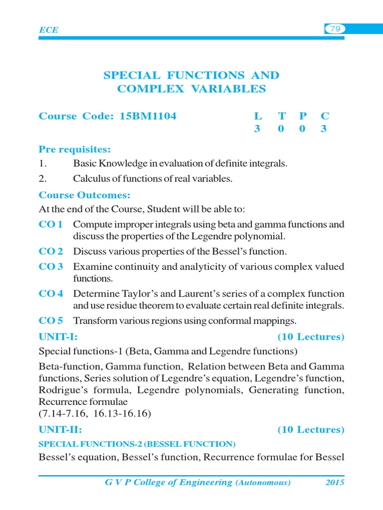 Special Functions and Complex Variables | PDF | Complex Analysis | Function (Mathematics)