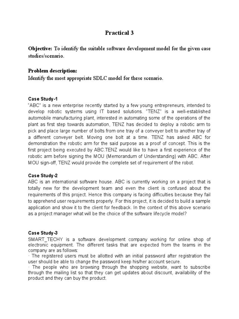 Practical 3 - Identify SDLC Model for Case Studies | PDF | Credit Card ...
