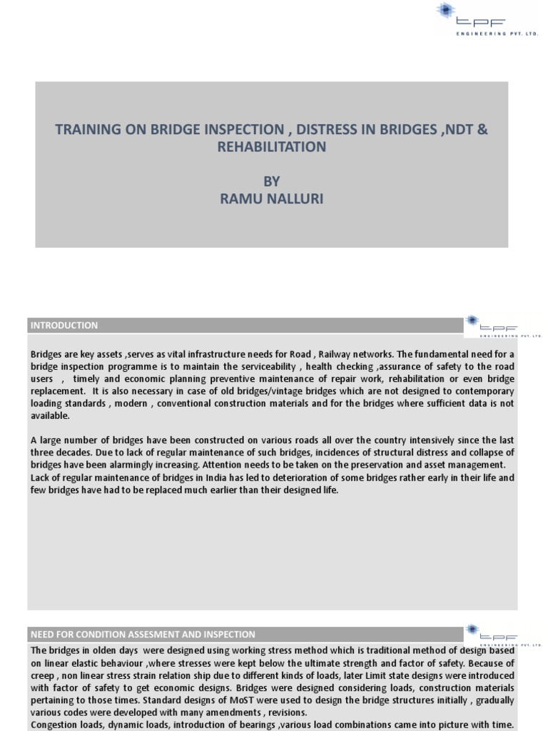 Bridge Inspection Distress in Bridges, NDT & Rehabilitation | PDF ...