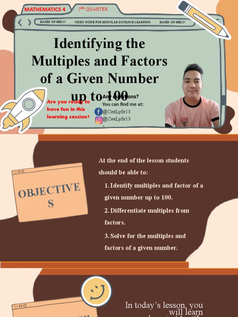 Identifying The Multiples and Factors of A Given Number Up To 100 | PDF | Multiplication | Equations