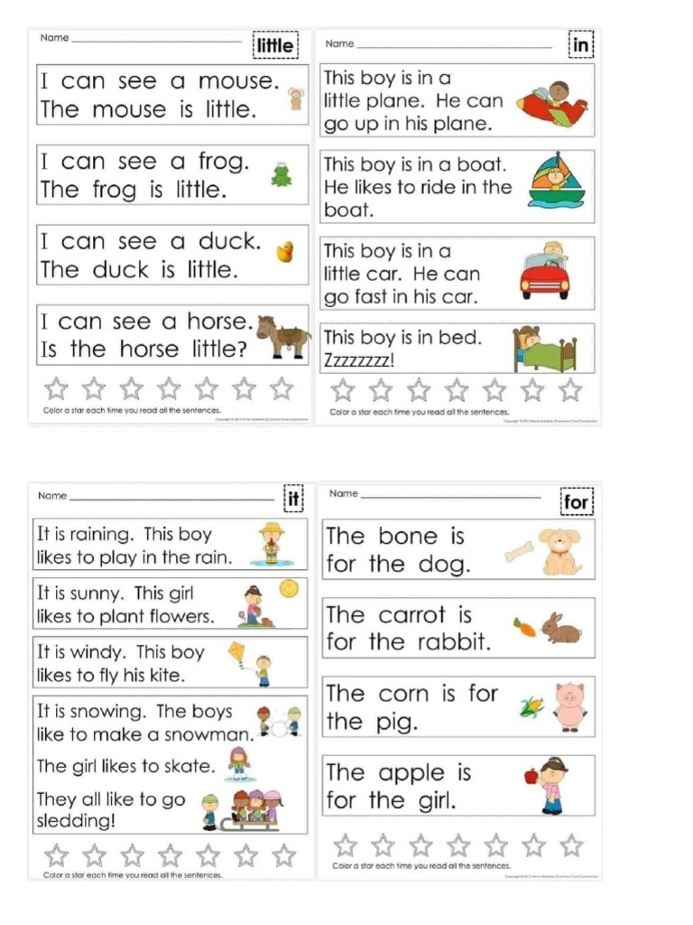 Reading Materials (Sentences) | PDF