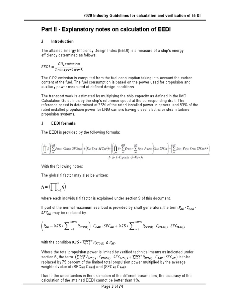 Part II - Explanatory Notes On Calculation of EEDI: ME FME AE FAE | PDF