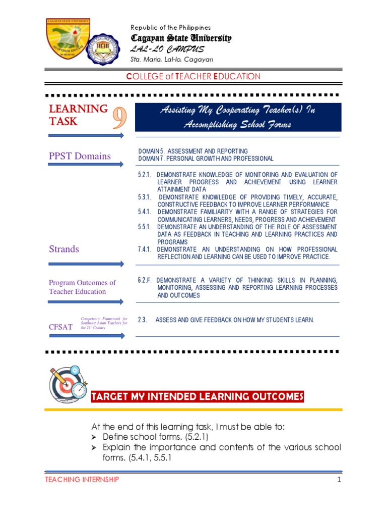 Assisting My Cooperating Teacher(s) in Accomplishing School Forms | PDF ...