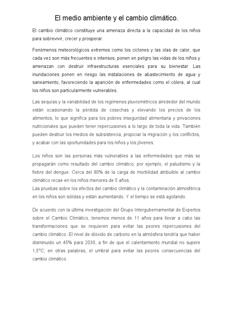 Reseña Medio Ambiente y Cambio Climático | PDF